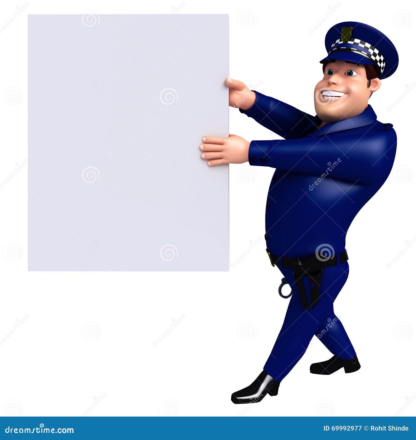 Rendered Illustration of Police with White Board Stock Illustration ...