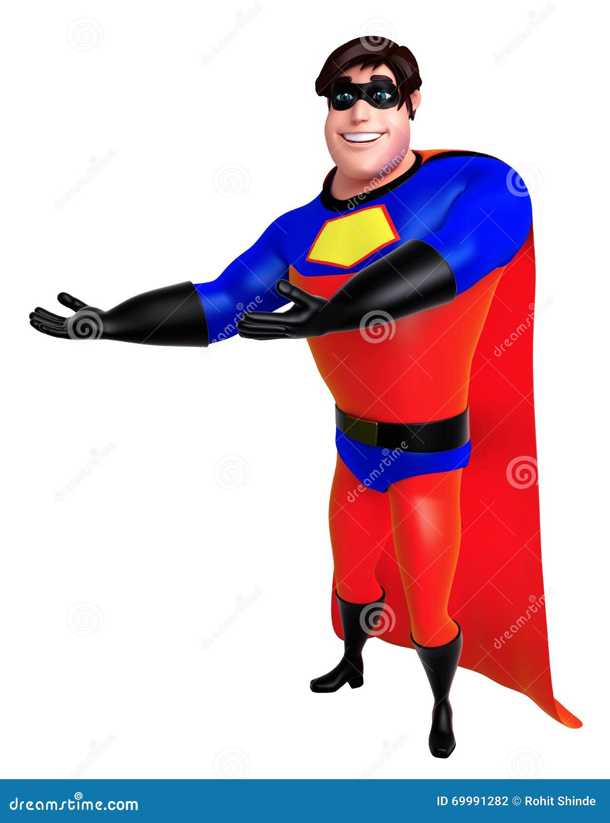 Rendered Illustration of Superhero with Pointing Pose Stock ...