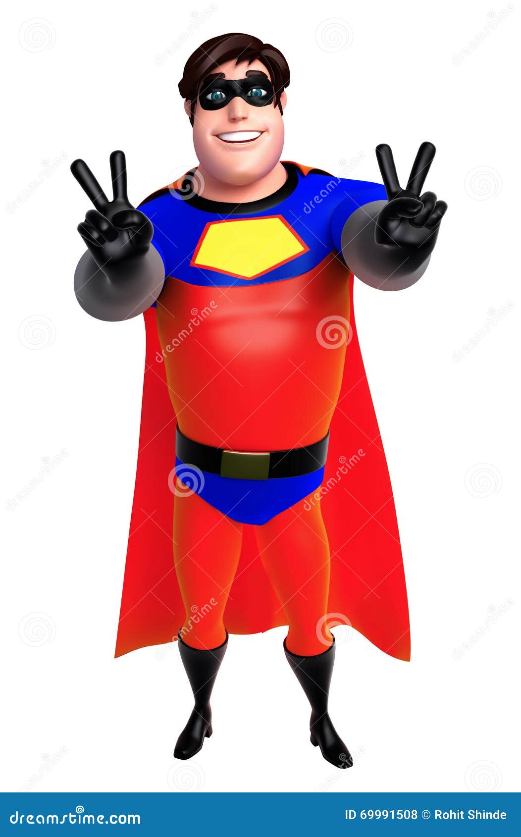 Rendered Illustration of Superhero with Victory Pose Stock Illustration ...