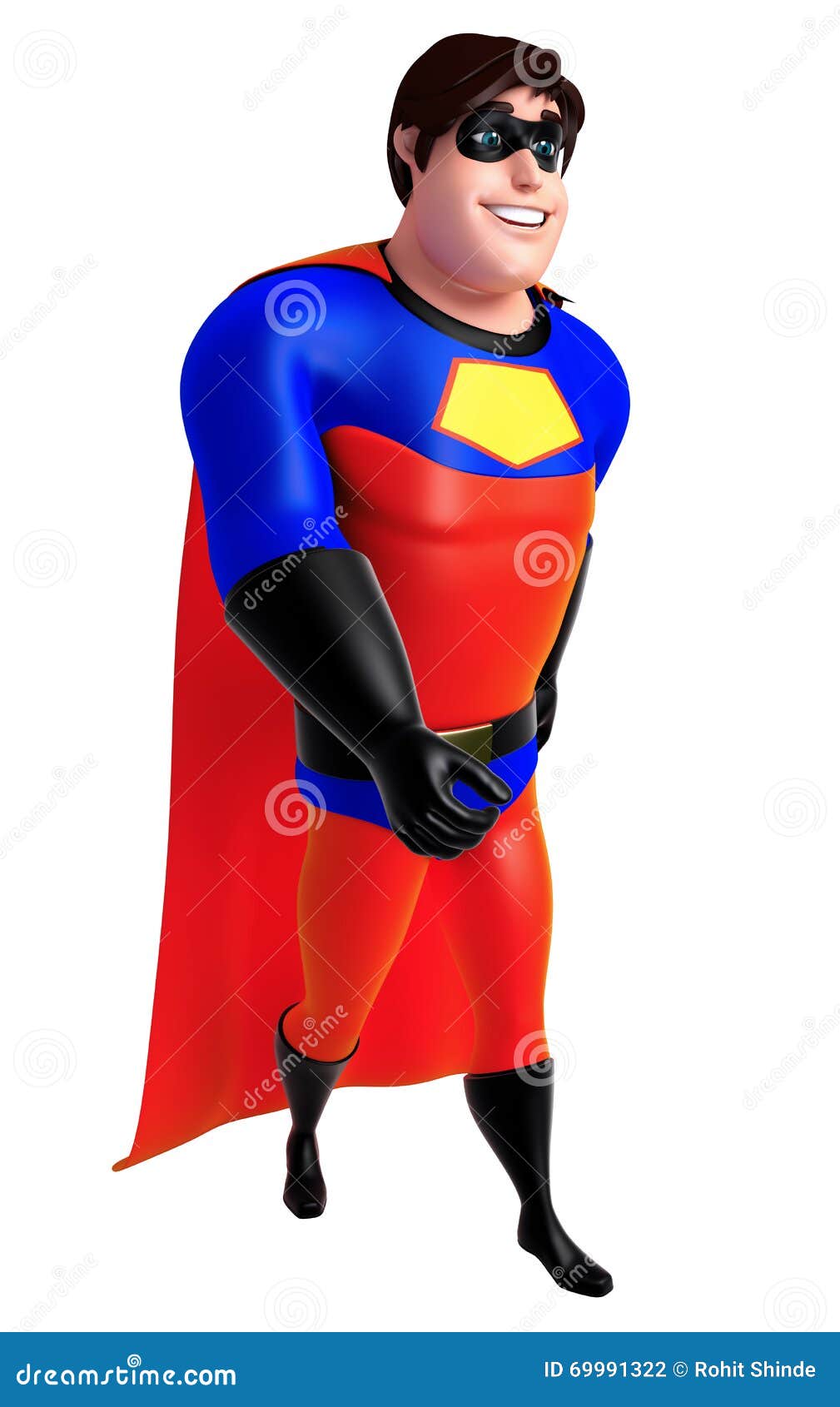 Rendered Illustration of Superhero with Walking Pose Stock Illustration ...