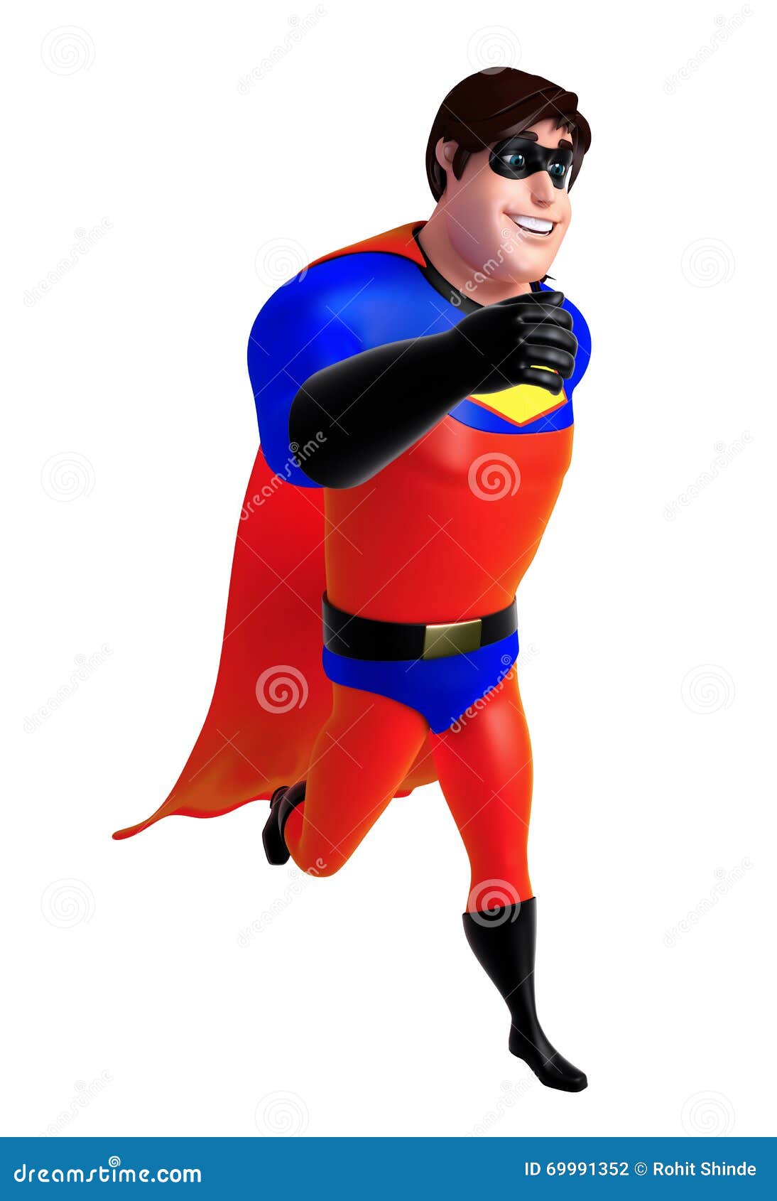 Rendered Illustration of Superhero with Walking Pose Stock Illustration ...