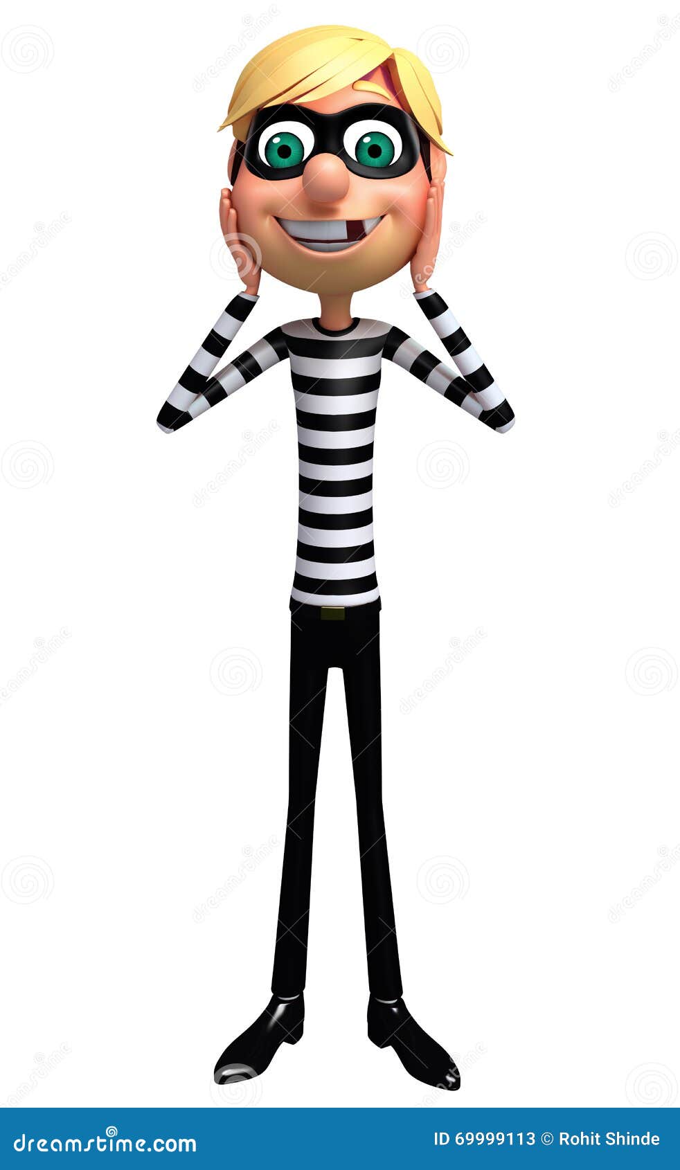 Rendered Illustration of Thief Funny Pose Stock Illustration ...