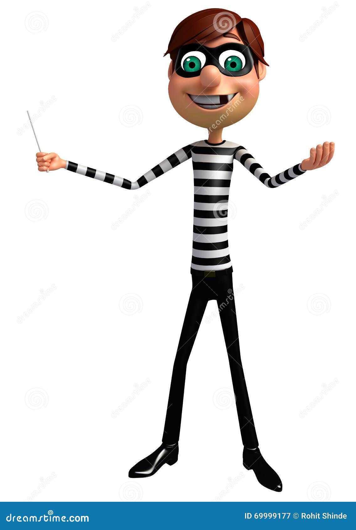 Rendered Illustration Of Thief Pointing Pose | CartoonDealer.com #69999177