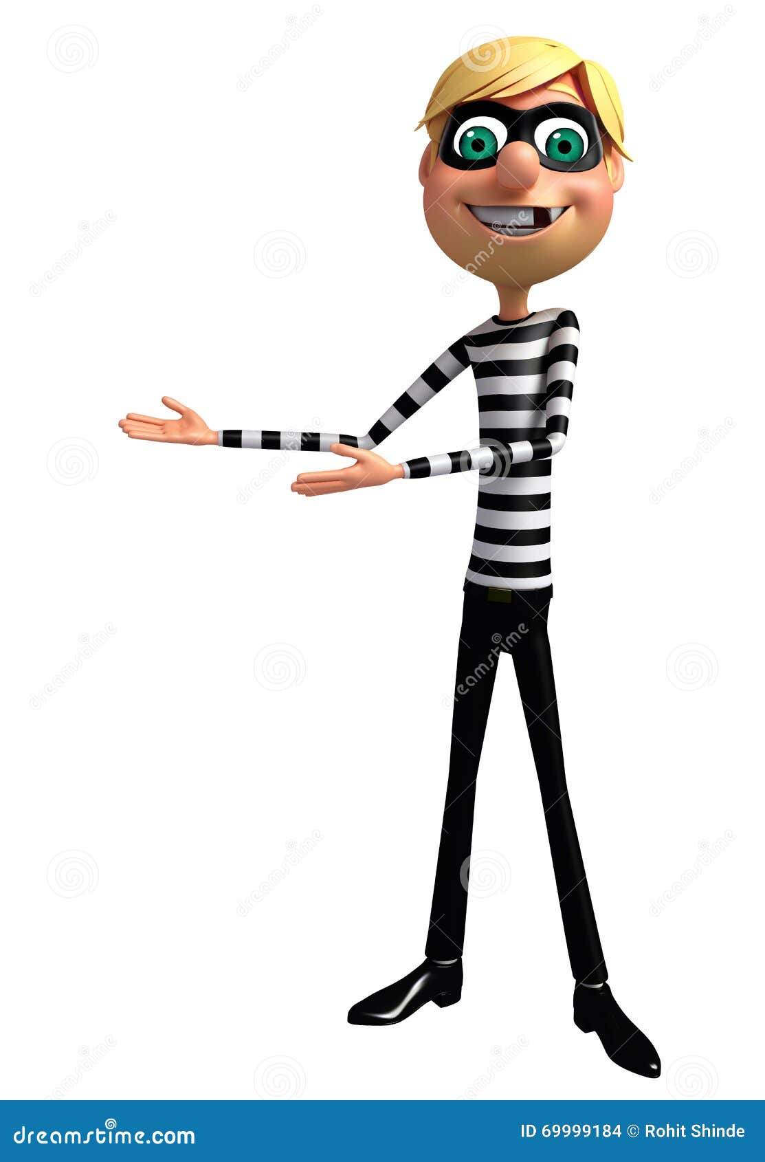 Rendered Illustration of Thief Pointing Pose Stock Illustration ...