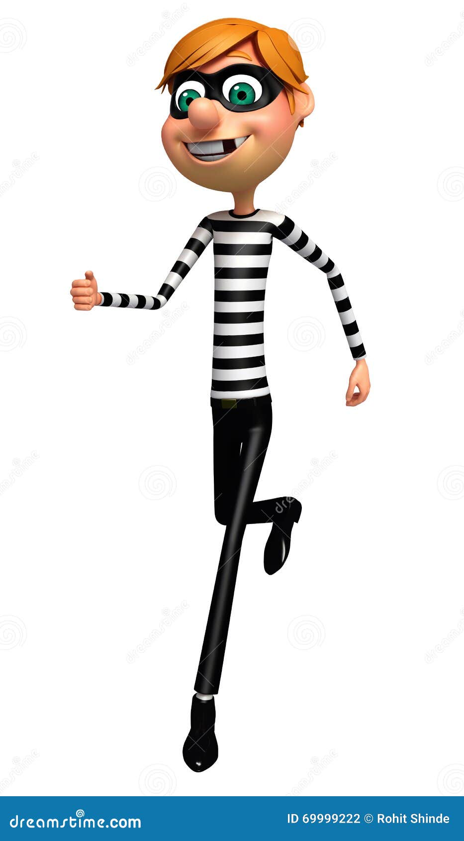 Rendered Illustration of Thief Running Pose Stock Illustration ...