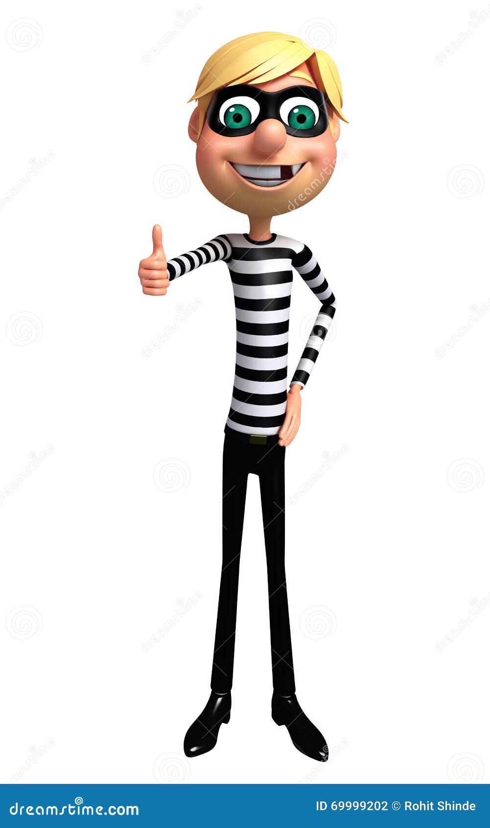 Rendered Illustration of Thief Thumbs Up Pose Stock Illustration ...
