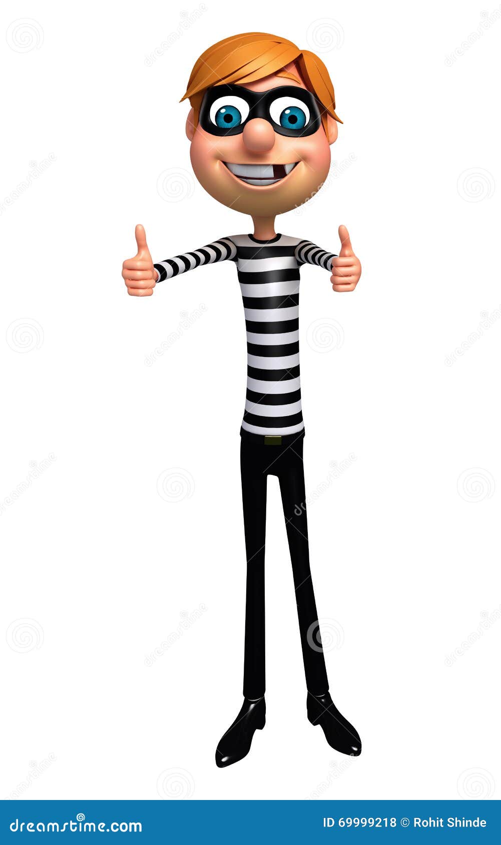 Rendered Illustration of Thief Thumbs Up Pose Stock Illustration ...