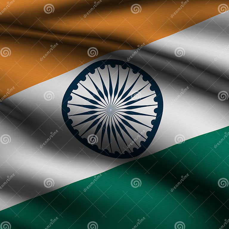Rendered Indian Square Flag Stock Illustration - Illustration of india ...