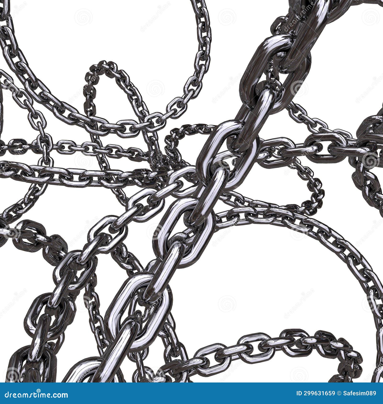 3d Chrome Metal Chains Swirling Intersecting in the Air Render Stock ...
