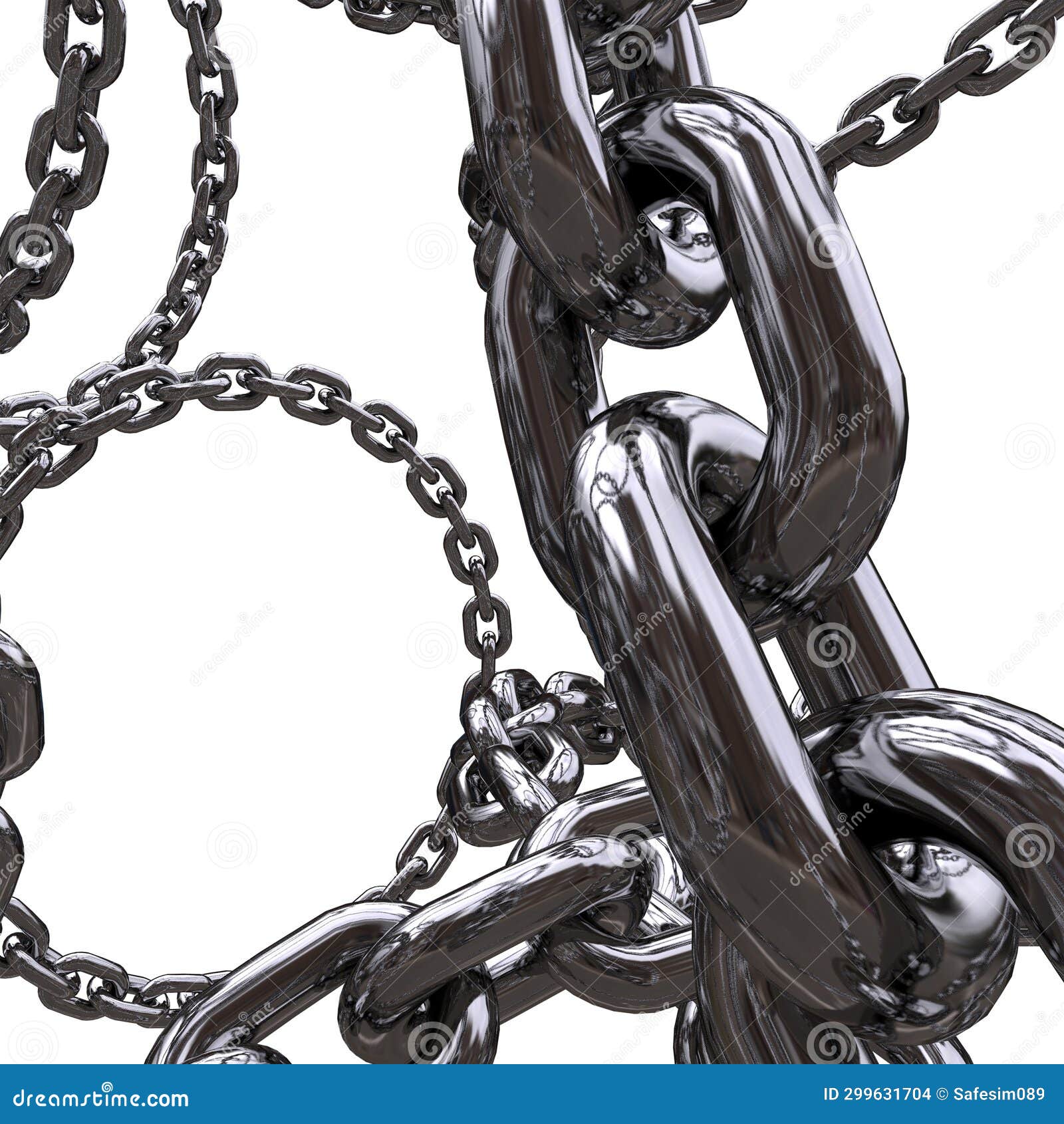 3d Chrome Metal Chains Swirling Intersecting in the Air Render Stock ...