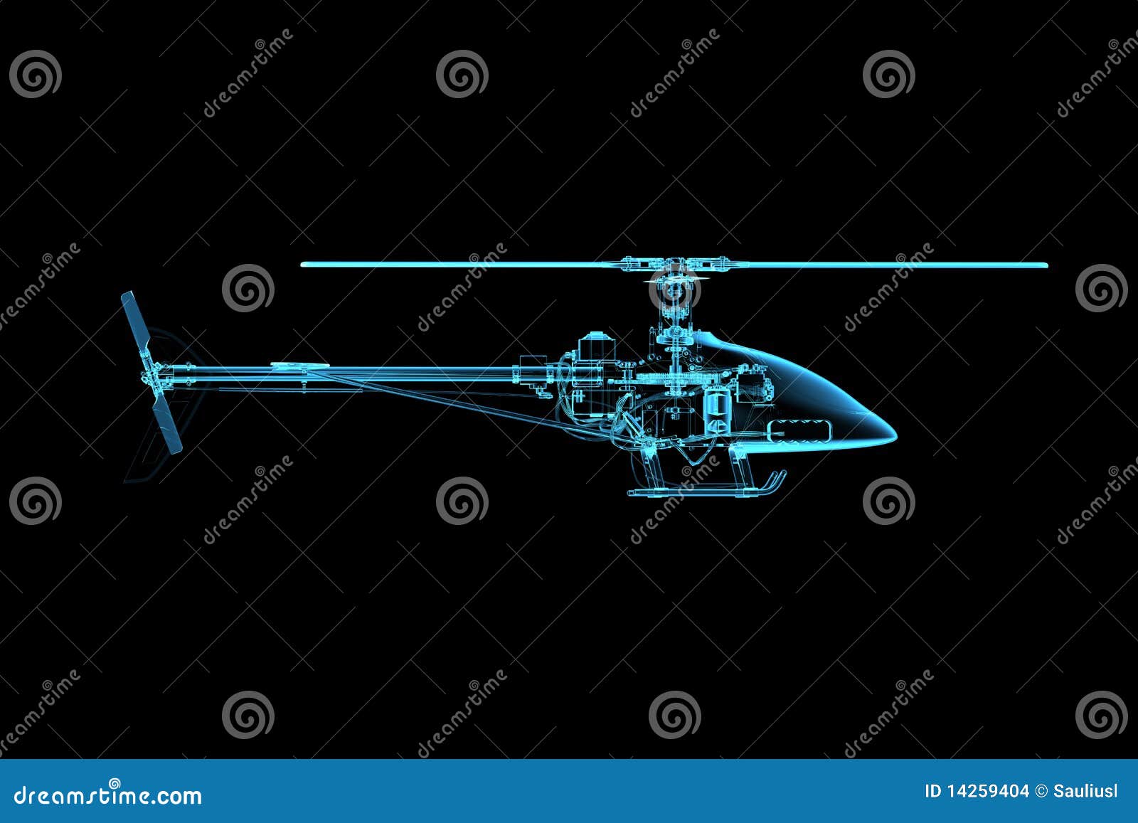 Rendered X-ray Transparent Blue Helicopter Stock Illustration ...