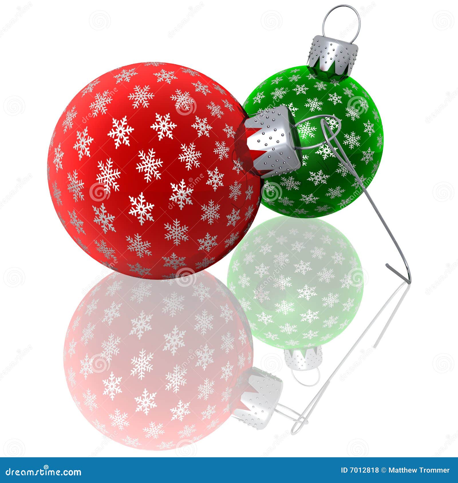 Rendered Red and Green Snowflake Ornaments Stock Illustration ...