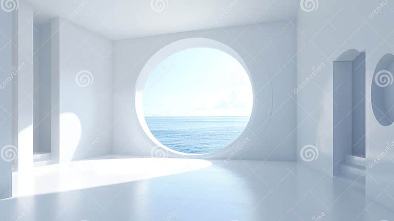 A Rendering of an Abstract Modern White Circular Building Architecture ...