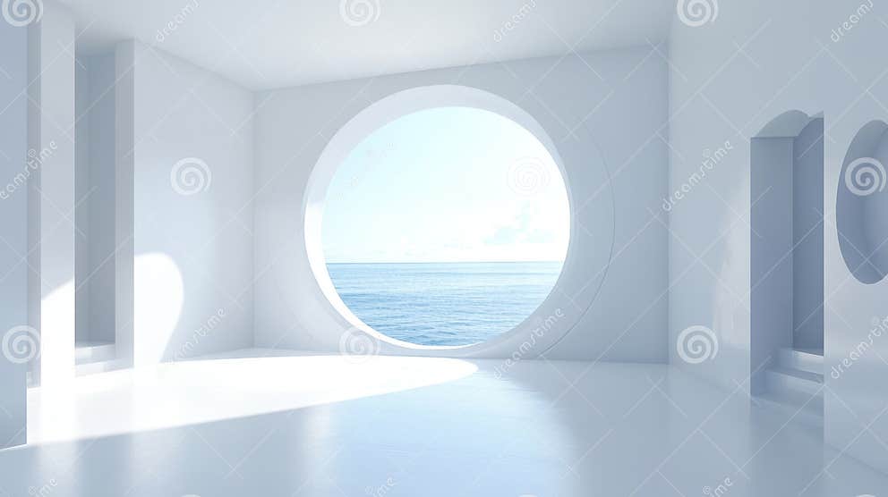 A Rendering of an Abstract Modern White Circular Building Architecture ...