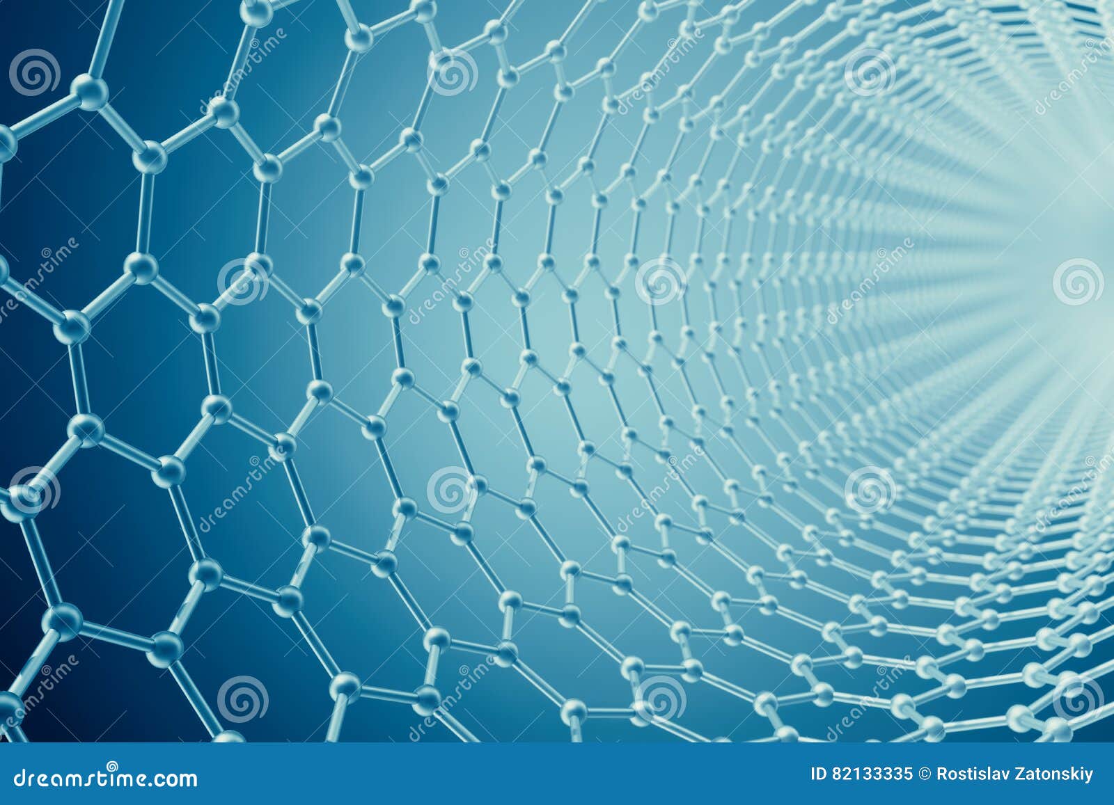 Rendering Abstract Tube Nanotechnology Hexagonal Geometric Form Close