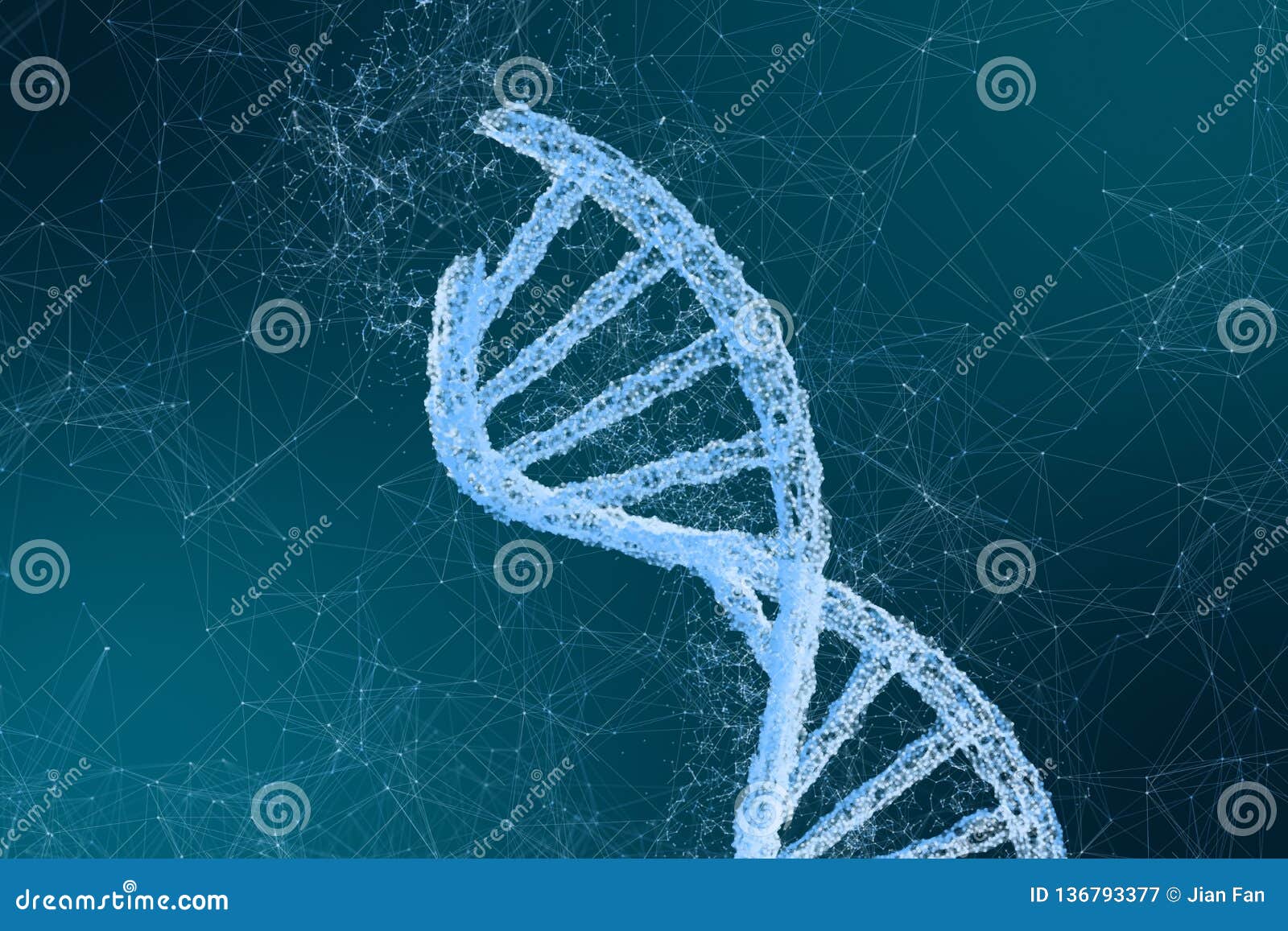 3d Rendering, DNA with Emanative Lines Background Stock Illustration ...