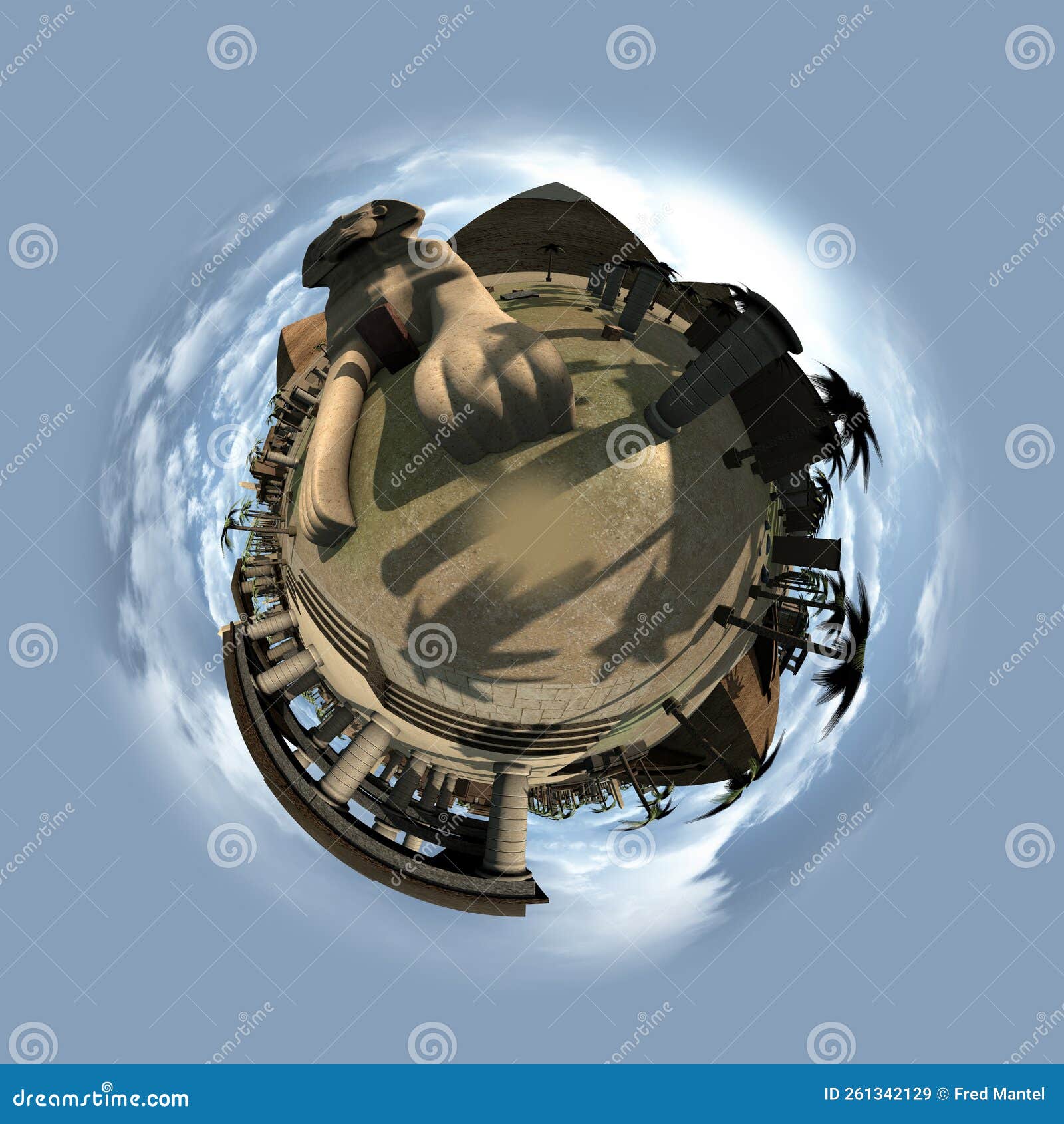 Rendering of an Ancient Egypt Themed Little Planet Stock Illustration ...