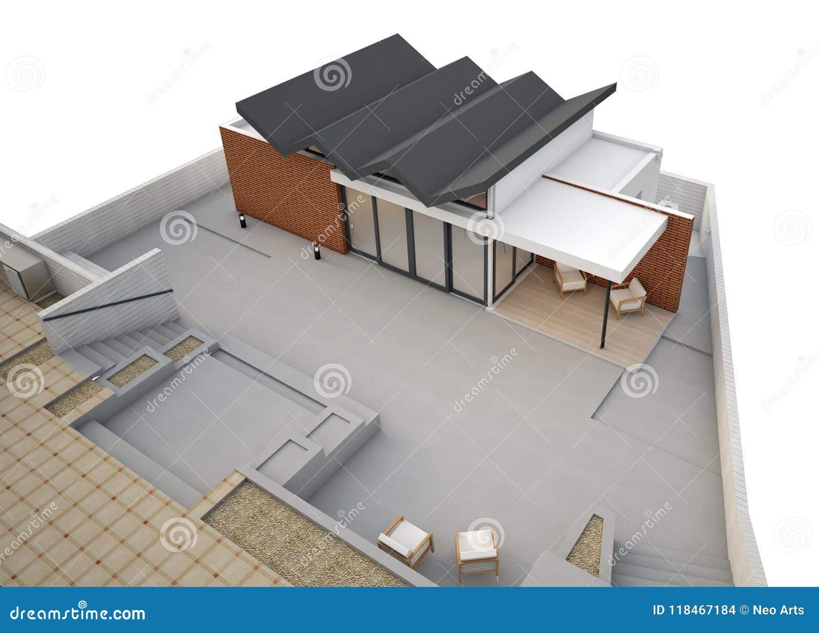 Rendering of a Beautiful Residence Stock Illustration - Illustration of ...