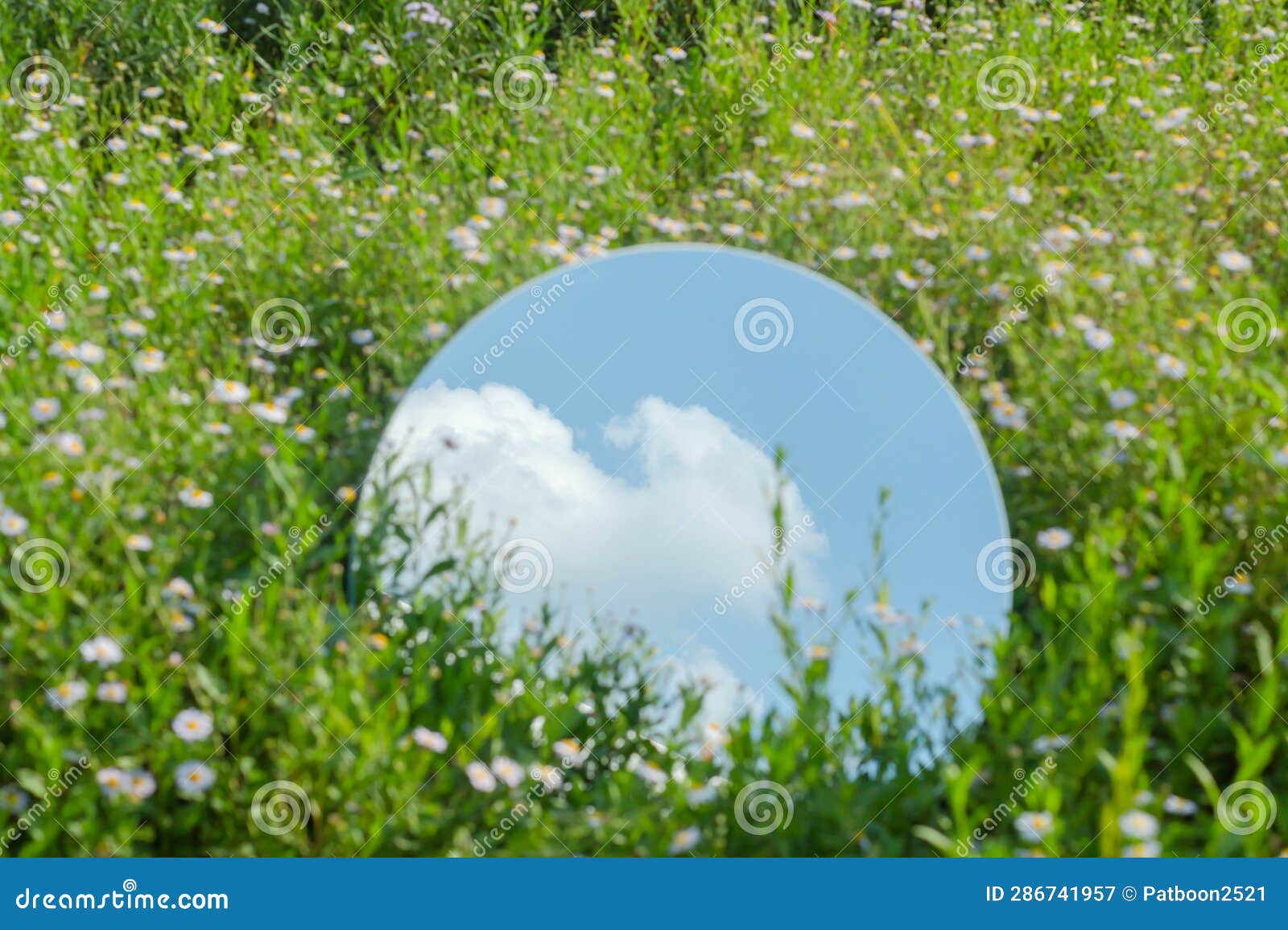 Rendering of Circular Mirror Reflecting Single White Cloud and ...