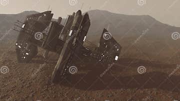 Rendering of a Crashed Alien Space Ship Wreck on Martian Surface of the ...