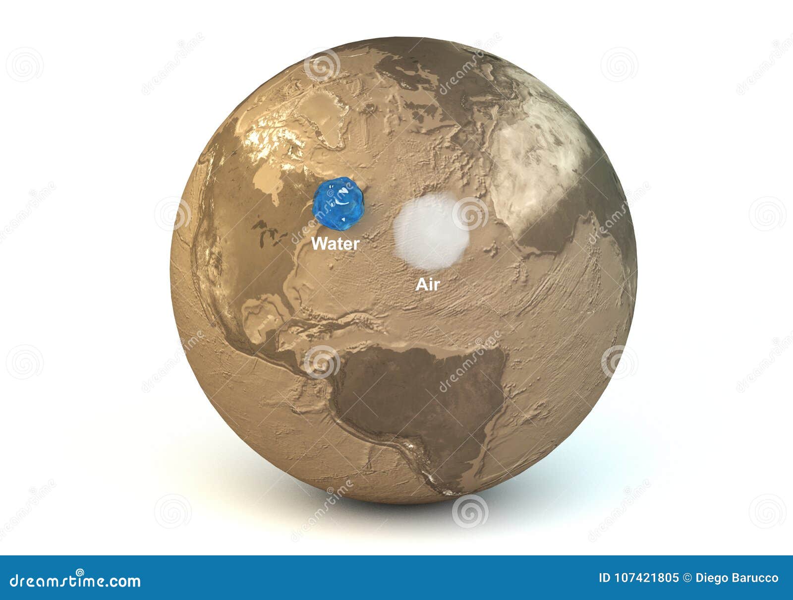 Comparison of the Water and Air Masses of the Planet Earth Stock ...