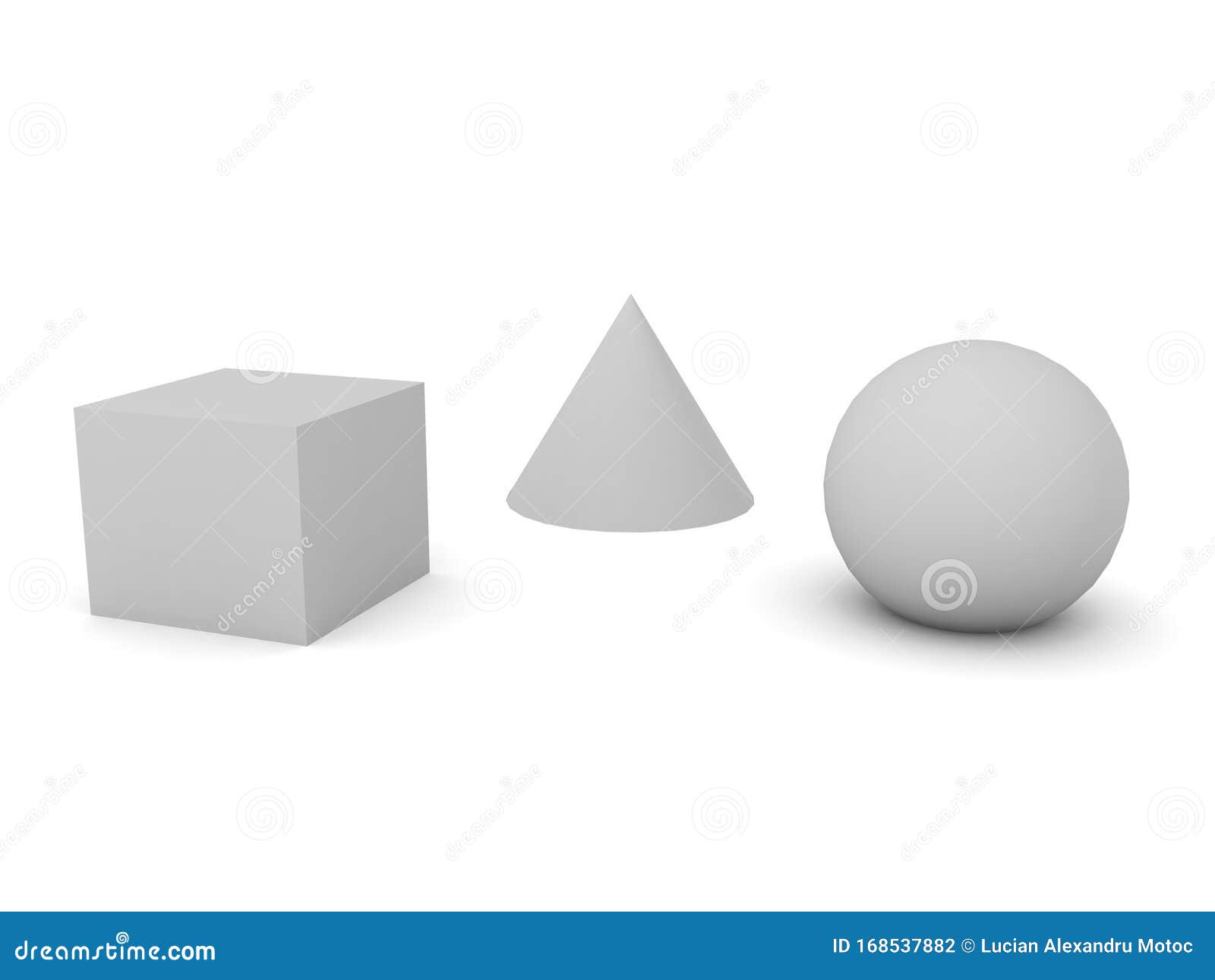 Rendering 3D Di Tre Forme Geometriche Di Base, Un Cono, Un Cubo E Una ...
