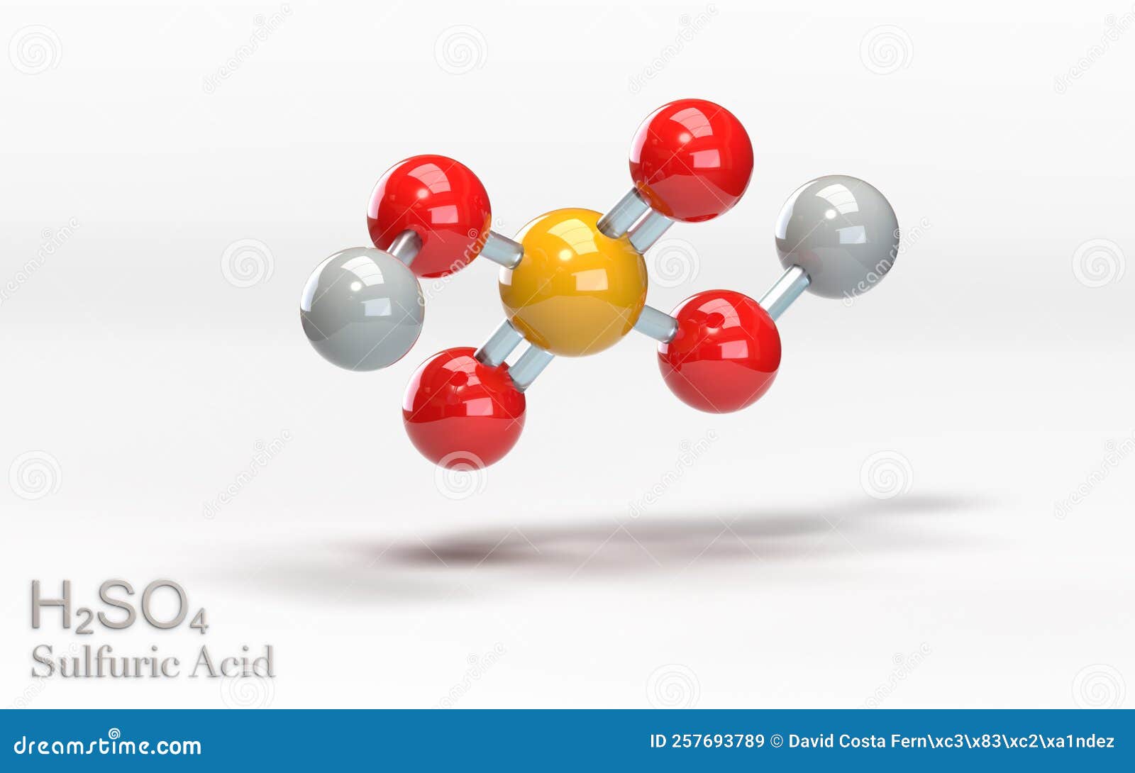 H2SO4 Sulfuric Acid. Molecule with Hydrogen, Sulfur and Oxygen Atoms ...
