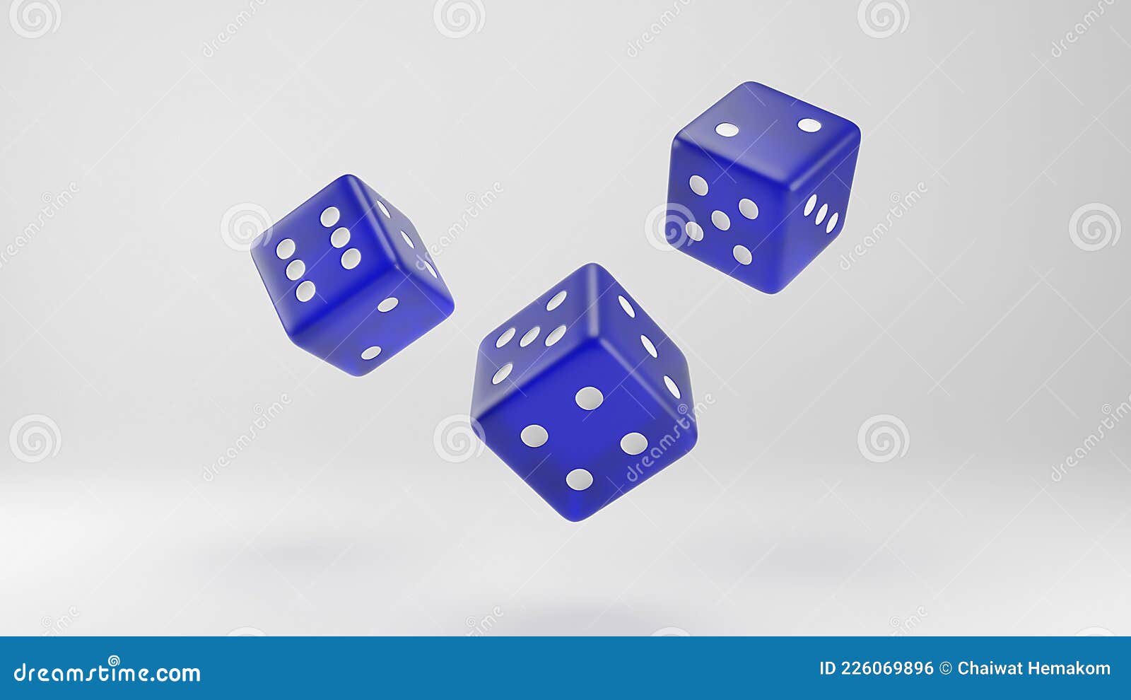 Rendering 3d of Three Rolling Blue Dice. Illustration Isolated on White ...
