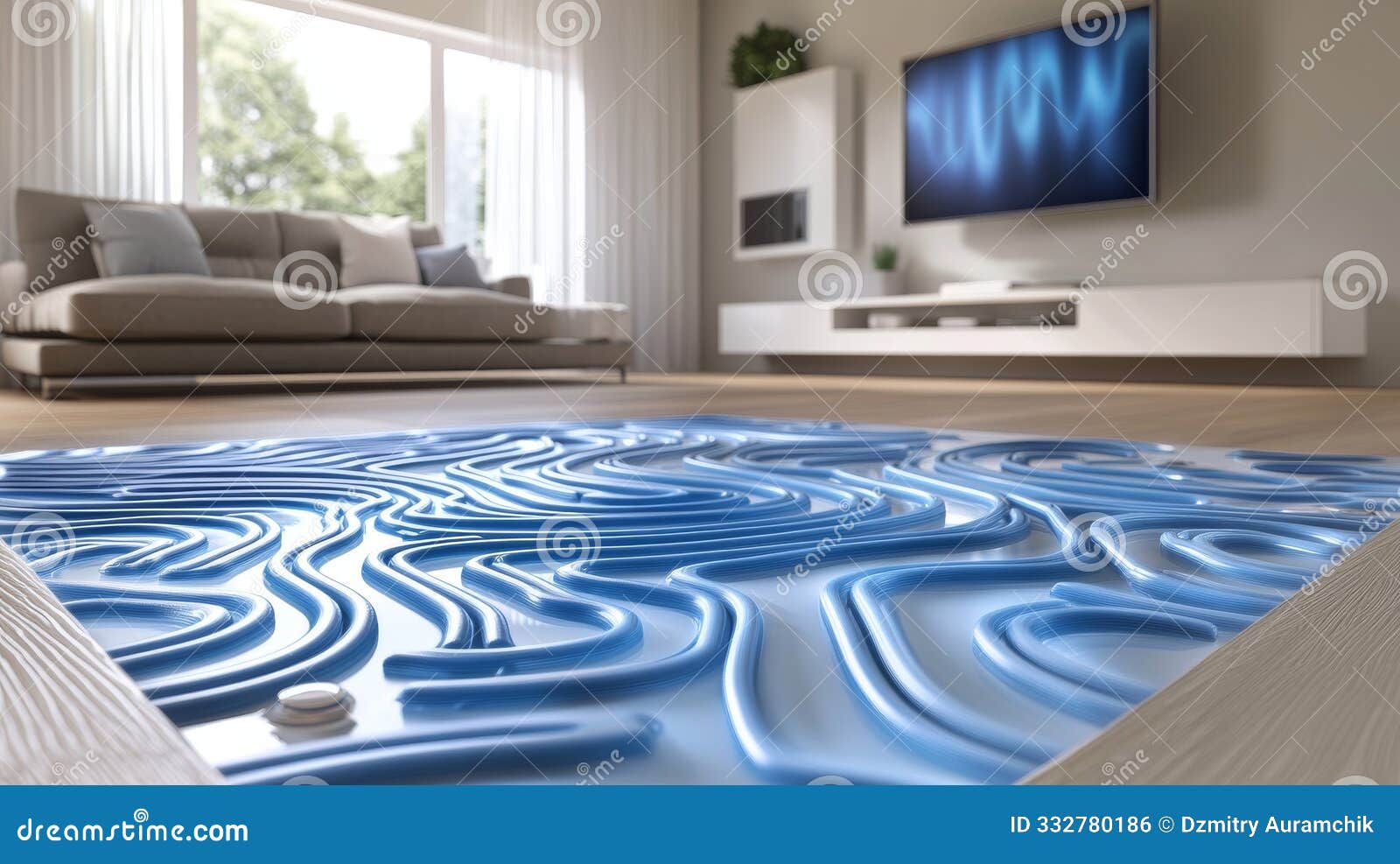 Rendering of a 3D Underfloor Heating System Installed Underneath a ...