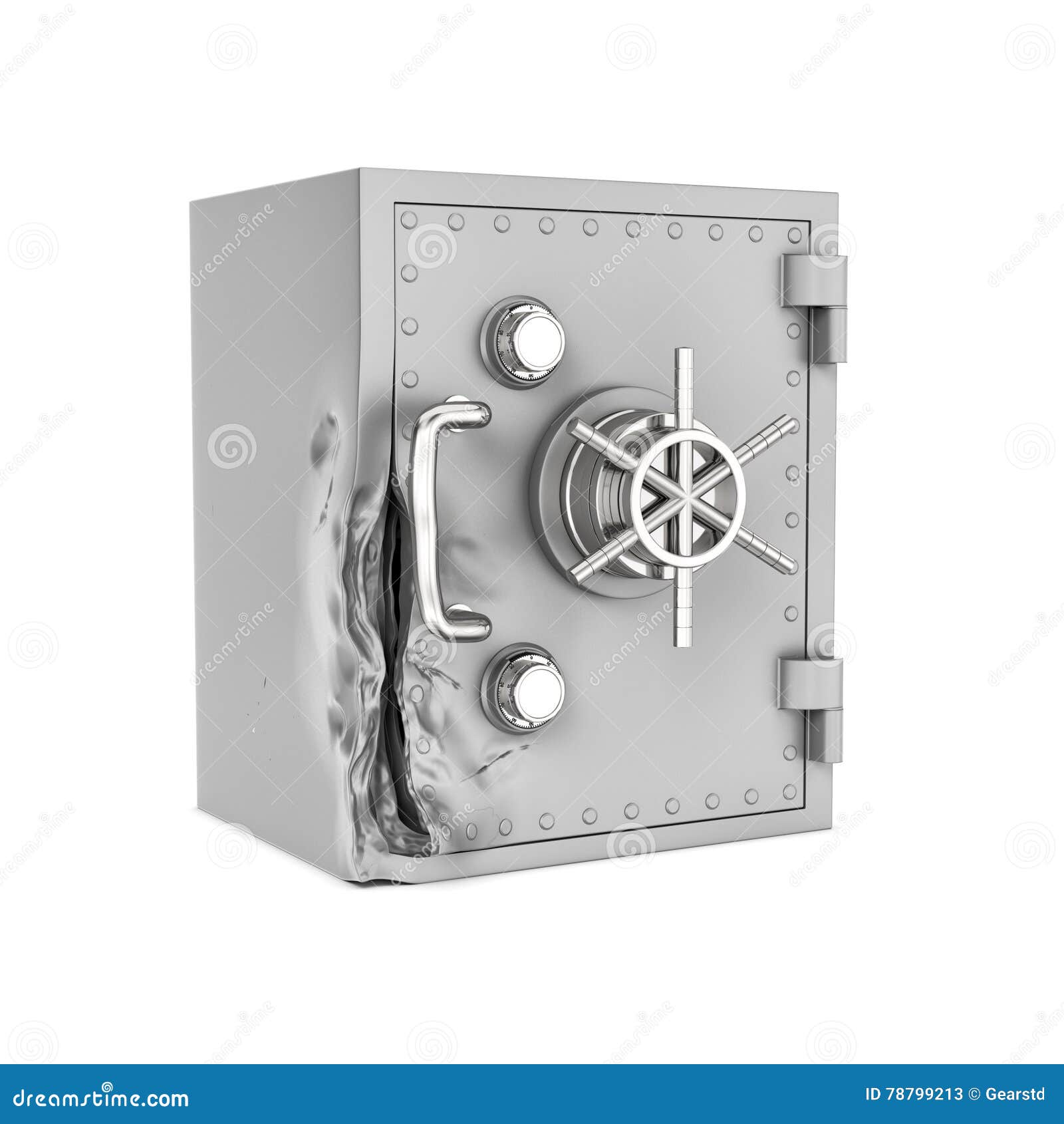 Rendering of Damaged Safe Box Isolated on White Background Stock ...