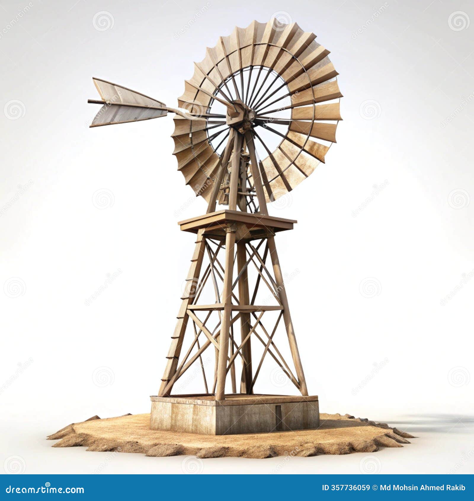 Rendering of Desert Windmill Isolated Stock Illustration - Illustration of rendering, design ...