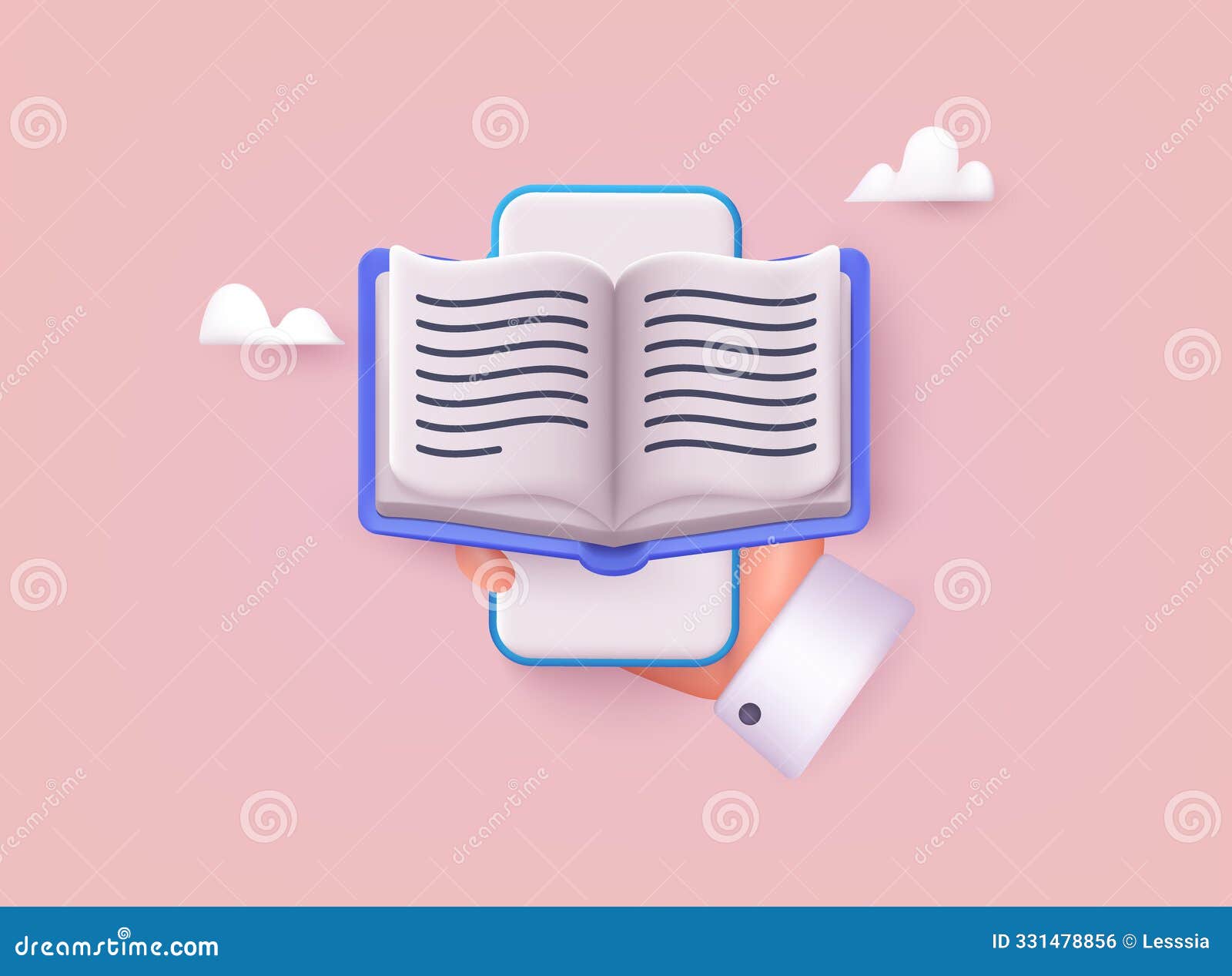 Rendering Ebook Icon, Book in Front of Smartphone. Online Education ...