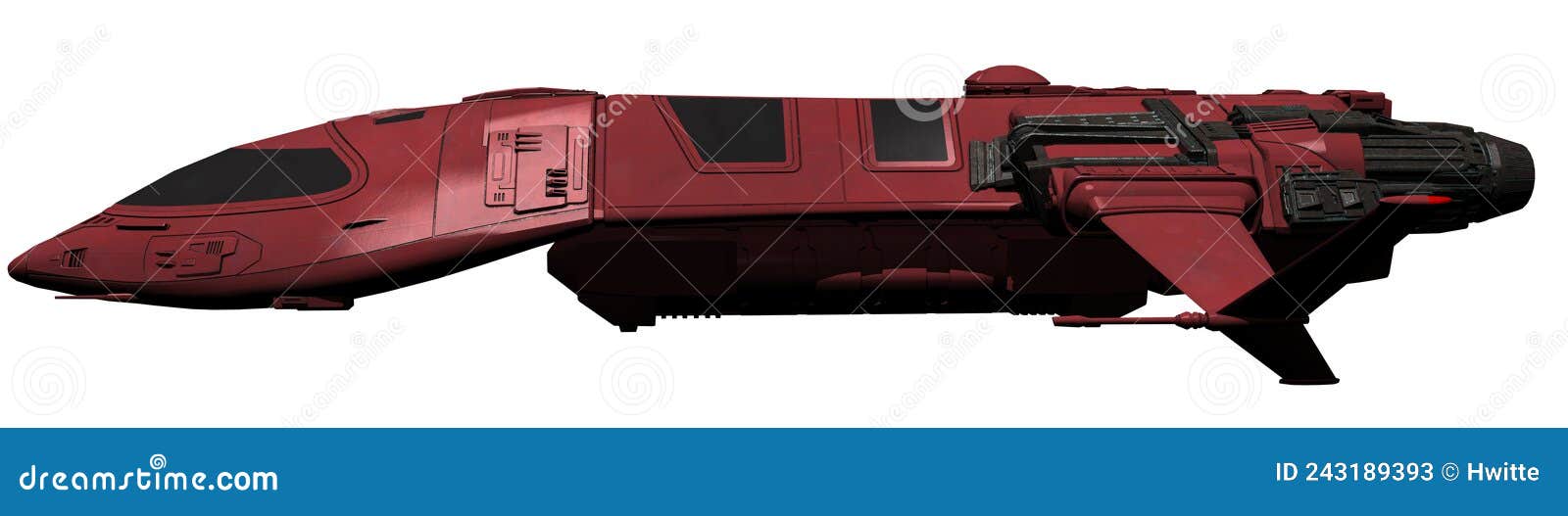 Red Space Ship 3d-Rendering Isolated on White Stock Illustration ...
