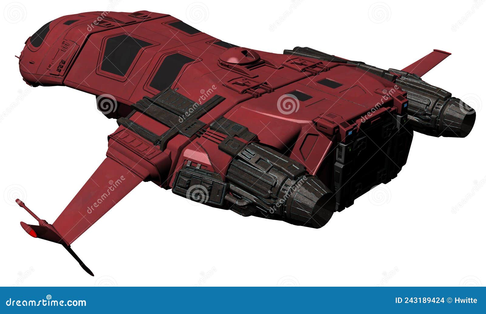 Red Space Ship 3d-Rendering Isolated on White Stock Illustration ...