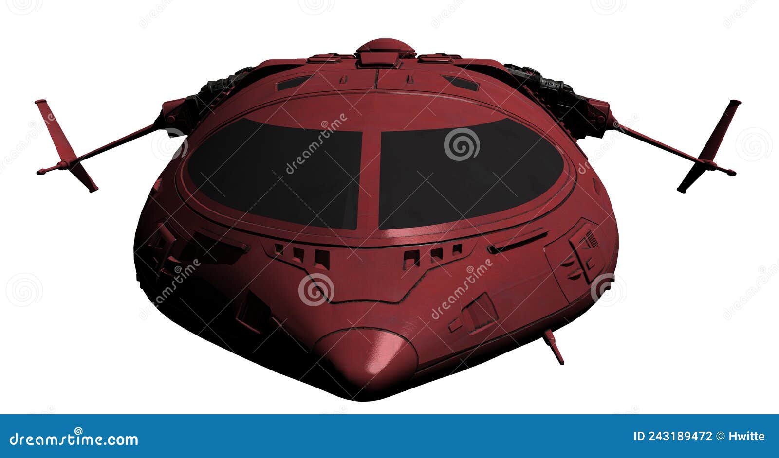 Red Space Ship 3d-Rendering Isolated on White Stock Illustration ...