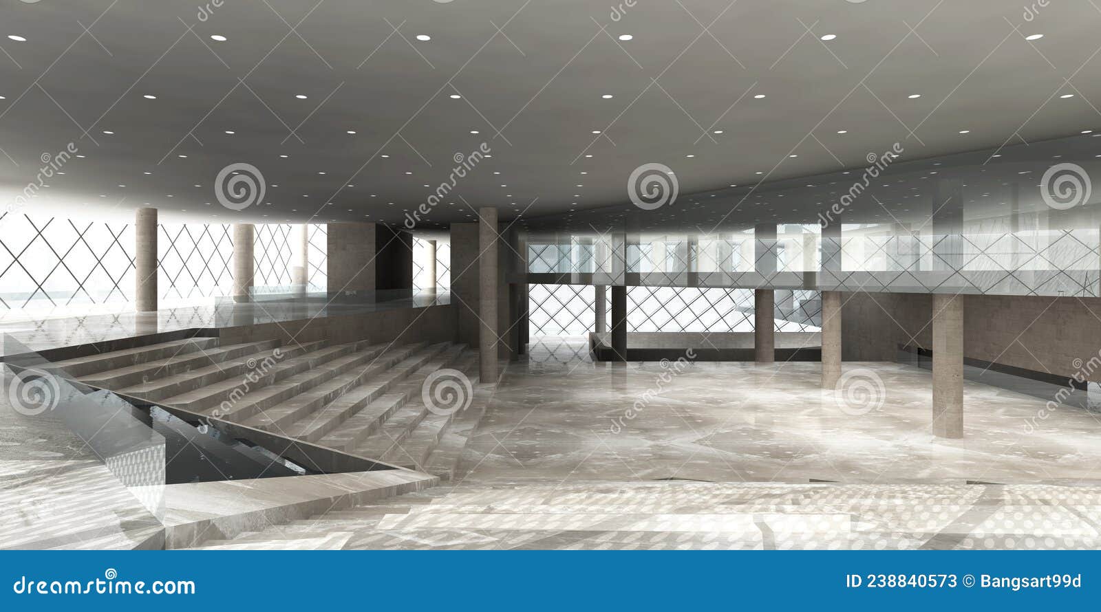 Rendering Empty Building Interior Design with Light Effect Stock ...