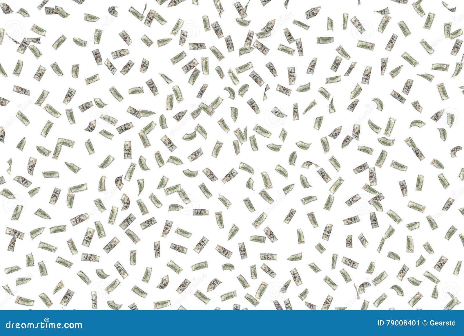 Rendering of Falling Dollar Bills, Isolated on a White Background Stock ...