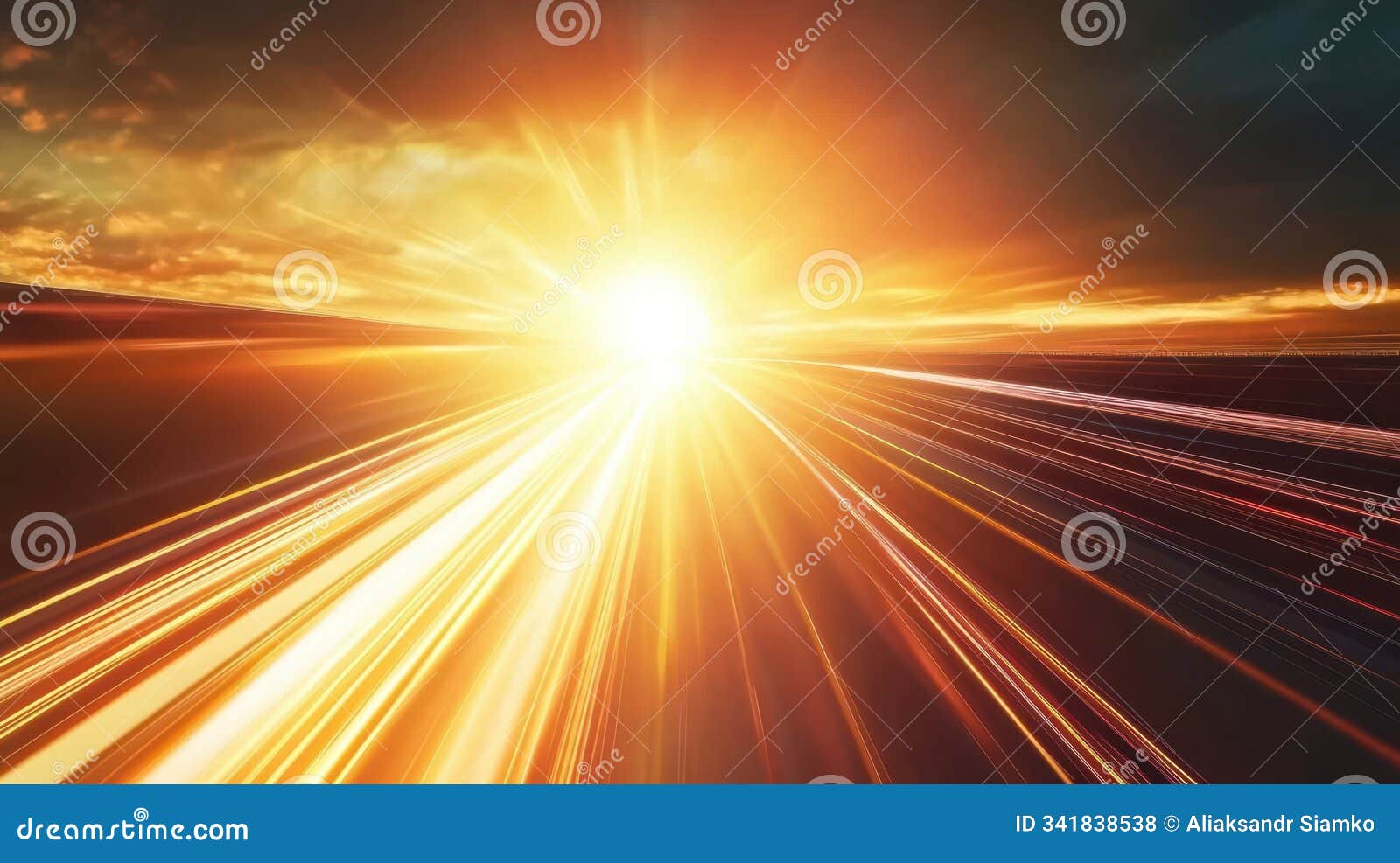 Rendering of Fast Motion Light Streaks with a Glowing Sun Flare ...