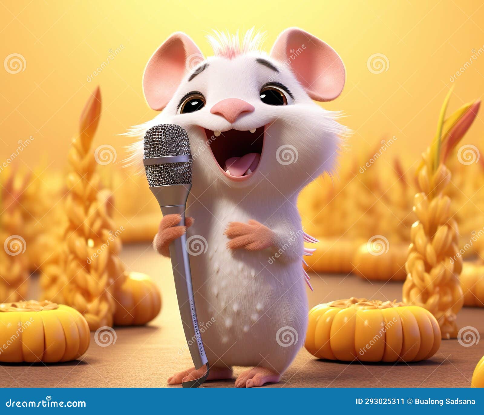 This Rendering Features a Pixar Style Rat Singing and Smiling. Stock ...