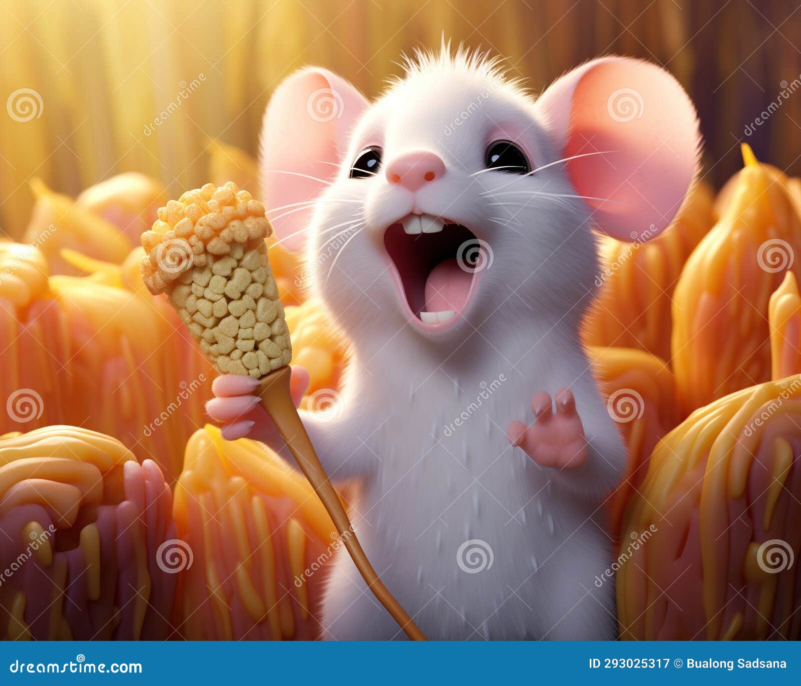 This Rendering Features a Pixar Style Rat Singing and Smiling. Stock ...