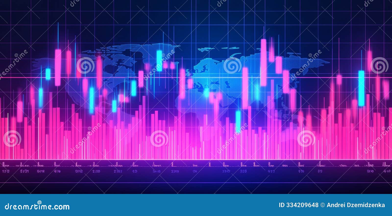 Rendering of Forex Trading Chart with Upward Trend on Digital Globe ...