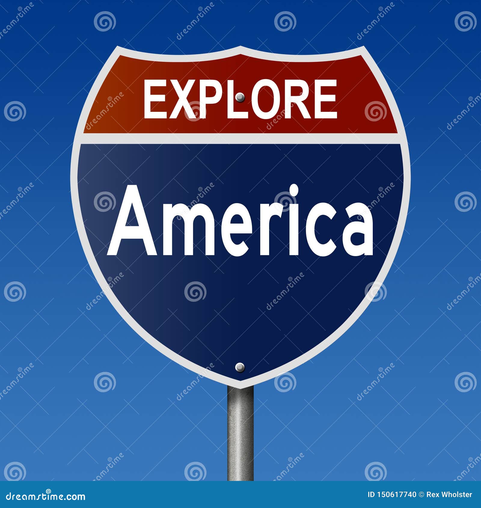 Explore America Highway Sign Stock Illustration - Illustration of ...