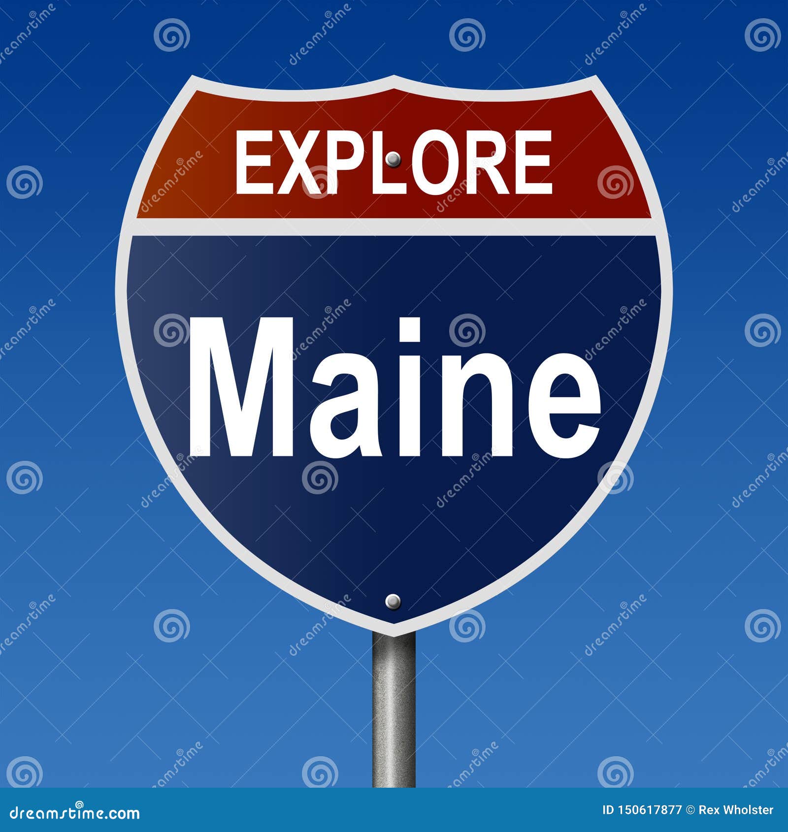 Explore Maine highway sign stock illustration. Illustration of vacation ...