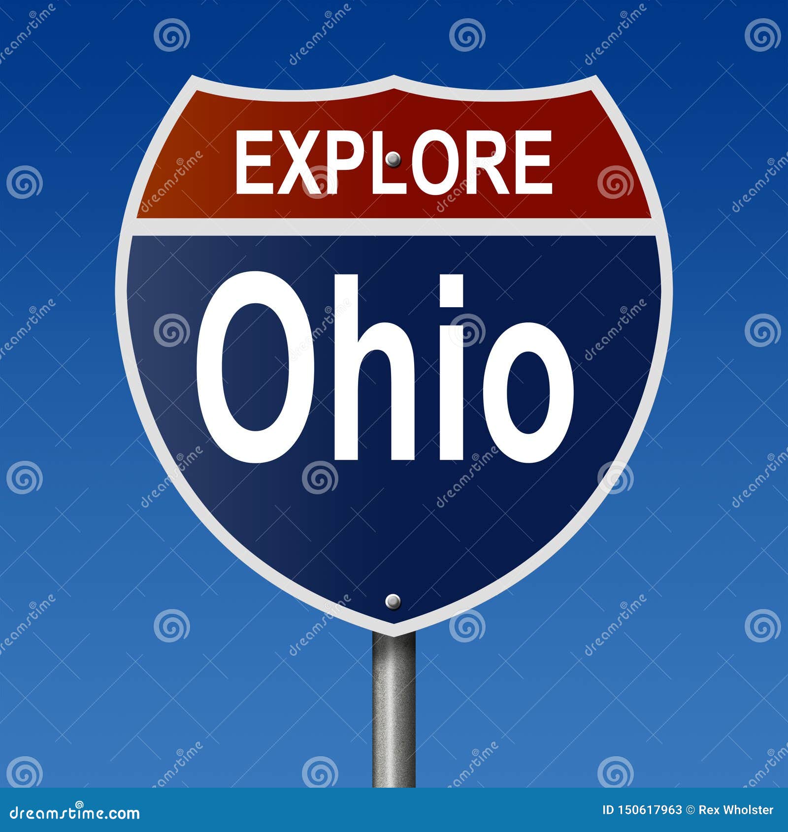 Explore Ohio highway sign stock illustration. Illustration of explore ...