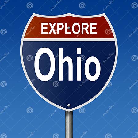 Explore Ohio highway sign stock illustration. Illustration of explore ...