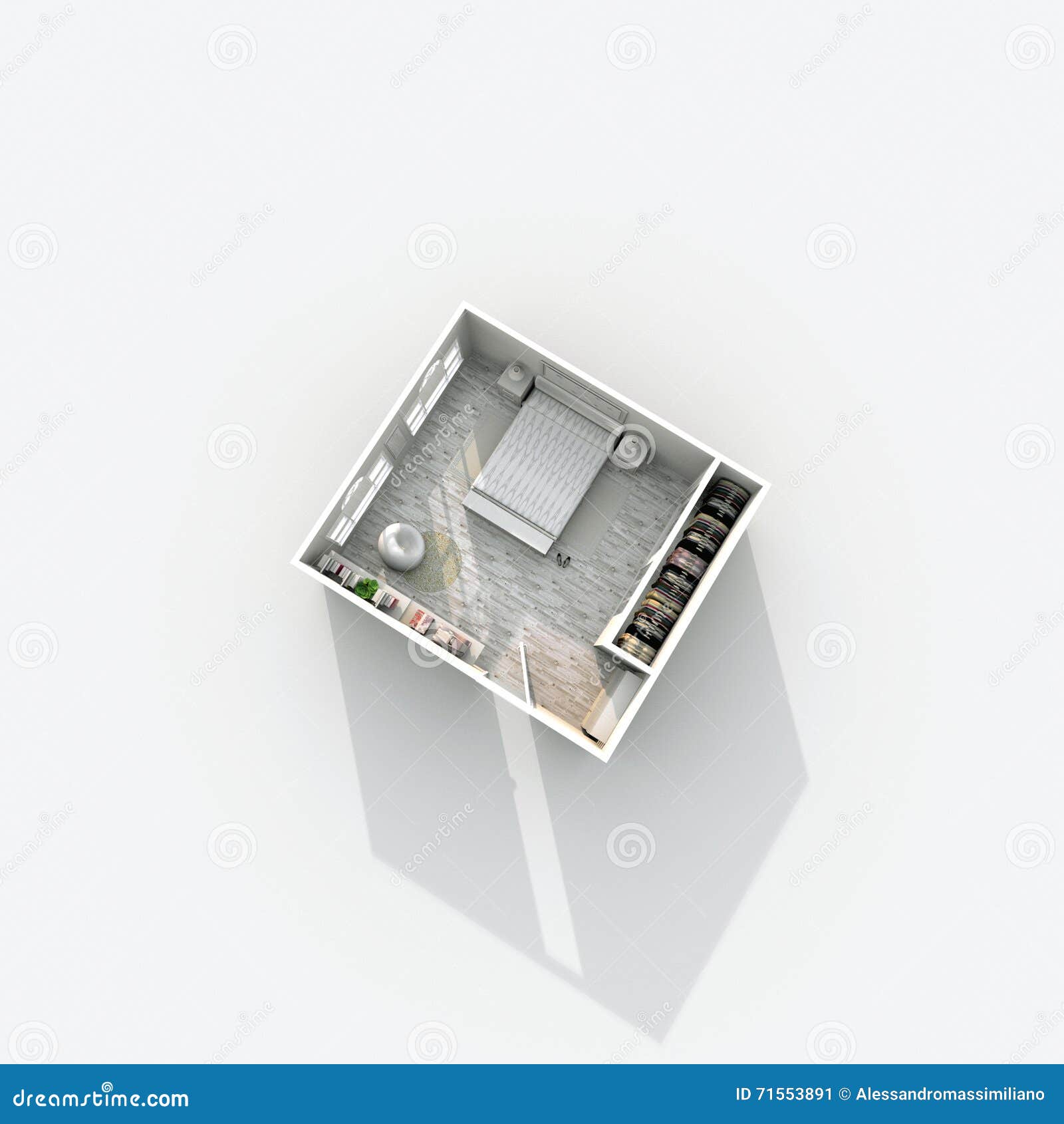 Rendering of Furnished Bedroom Stock Illustration - Illustration of ...