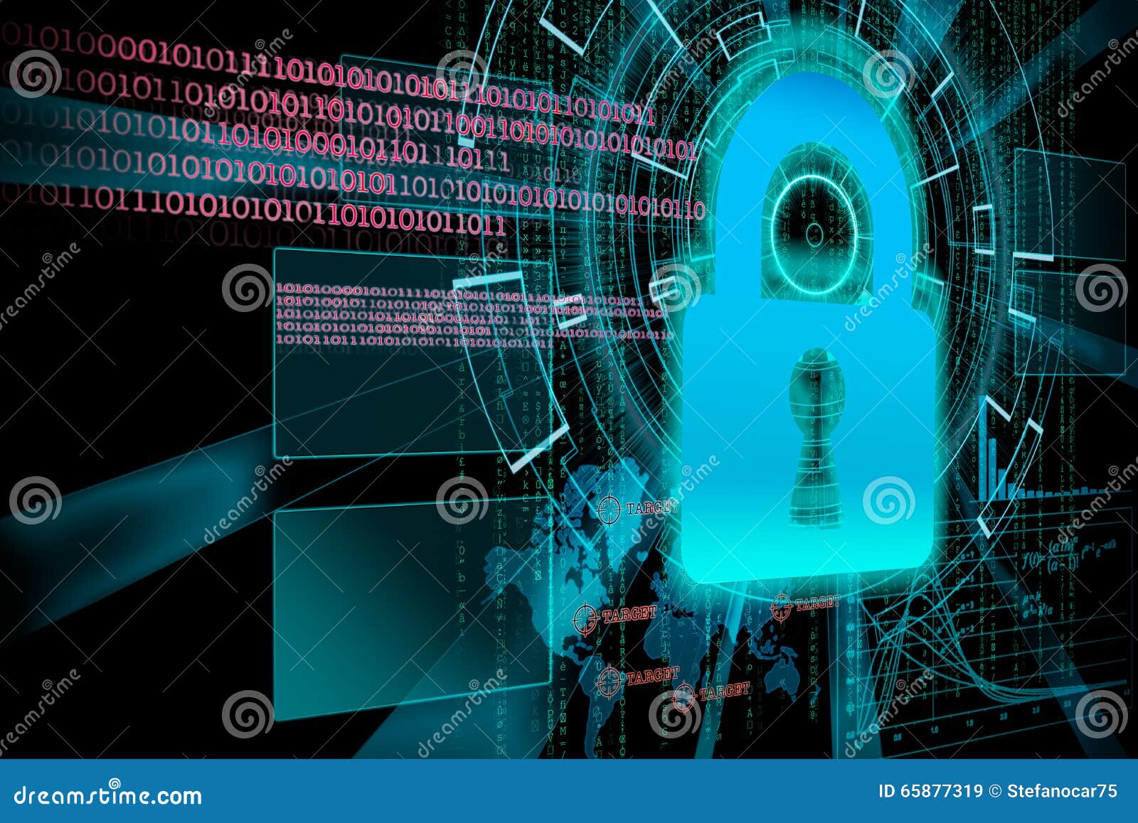 Rendering of a Futuristic Cyber Lock Background Target with Las Stock ...