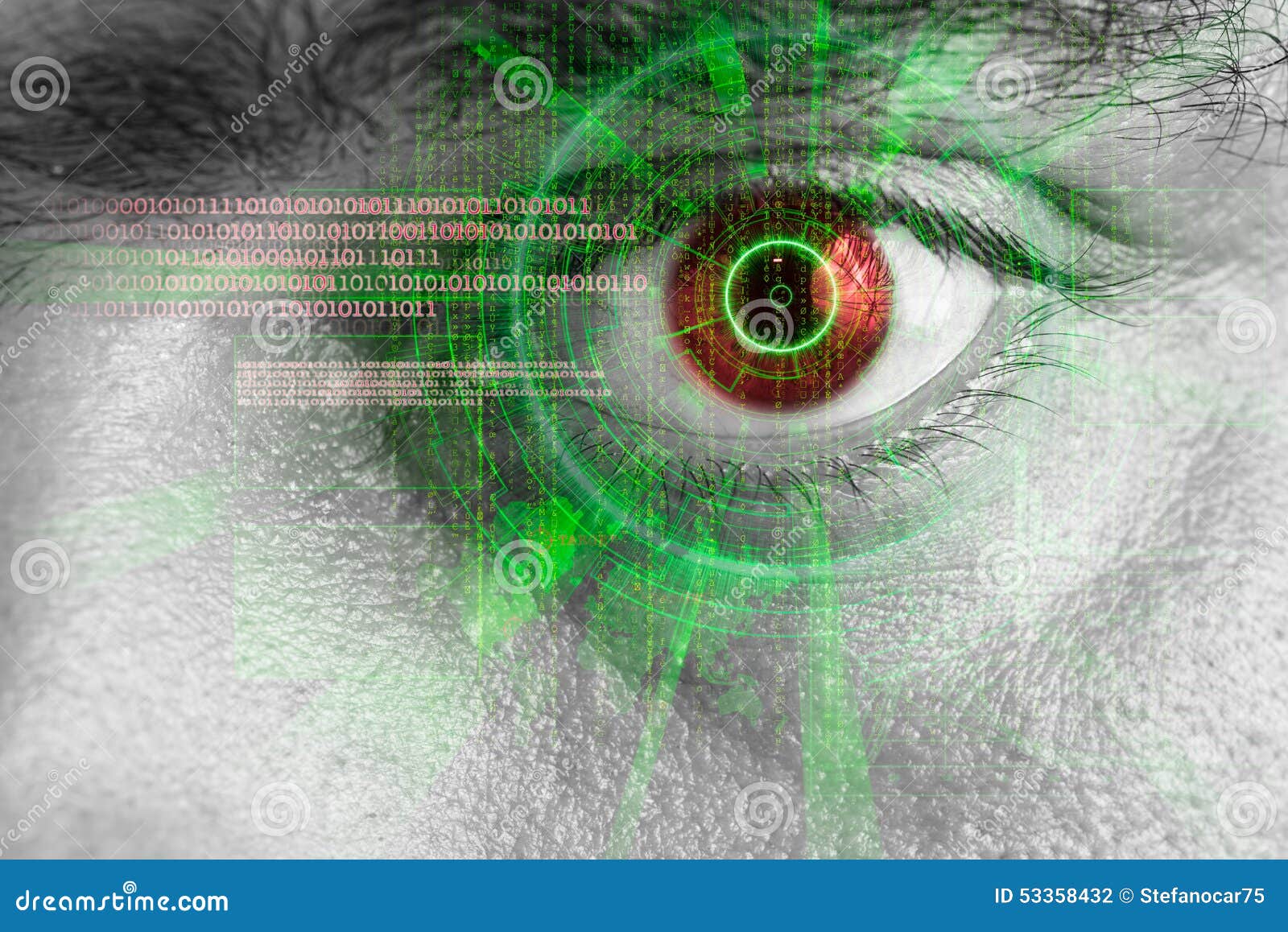 Rendering of a Futuristic Cyber Eye with Laser Light Effect Stock Photo ...