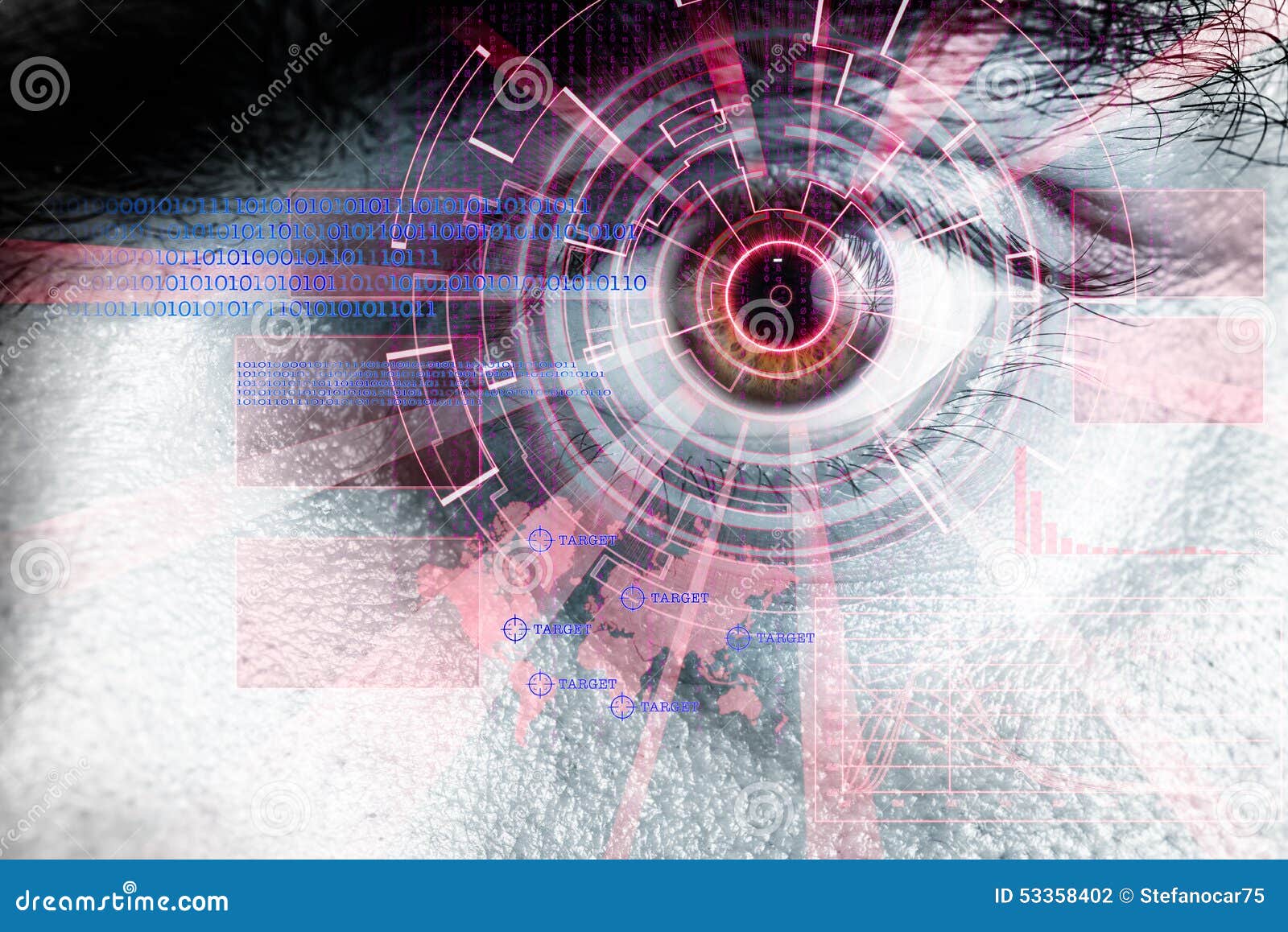 Rendering of a Futuristic Cyber Eye with Laser Light Effect Stock Photo ...