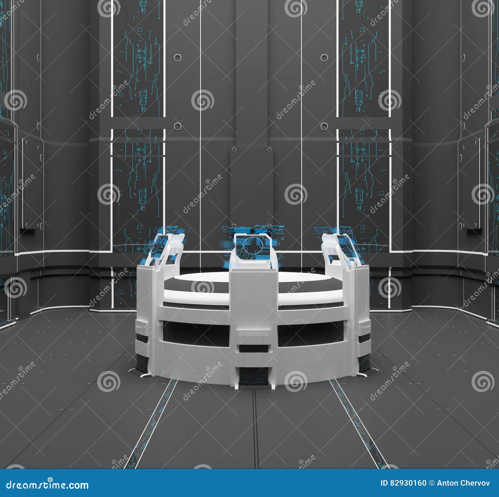 Rendering Futuristic Interior Stock Illustration - Illustration of ...